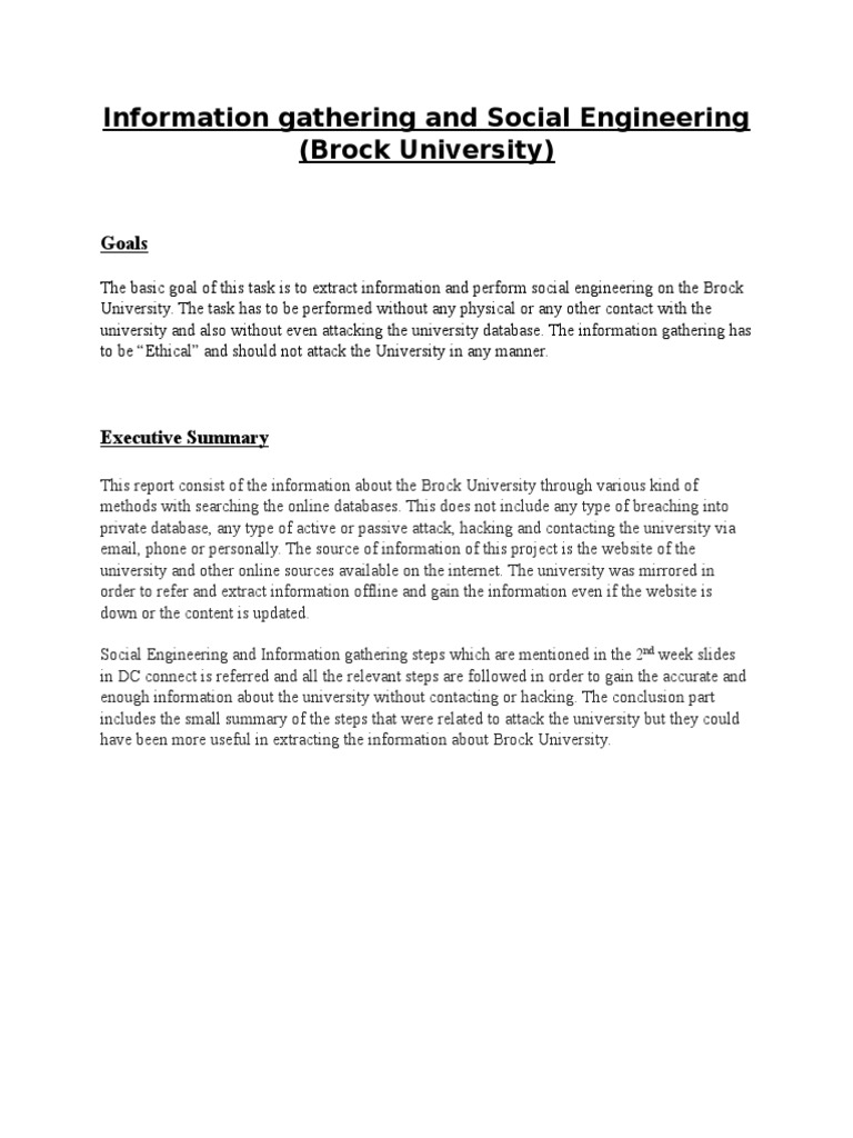 Information Gathering and Social Engineering | PDF | Social Engineering ...