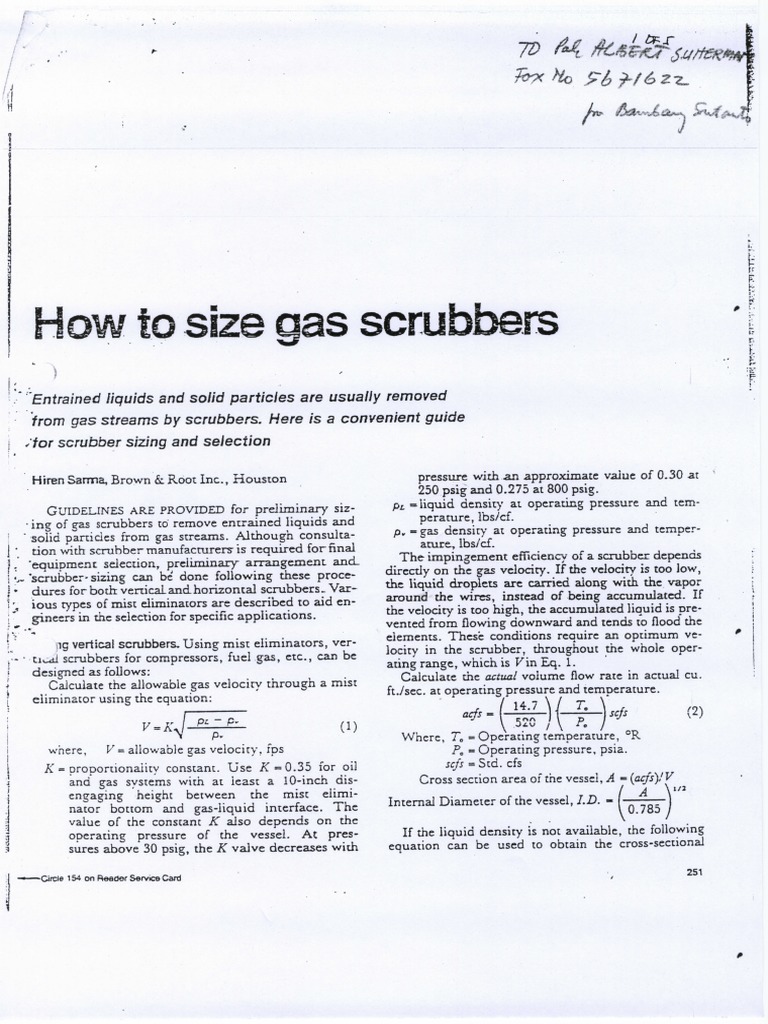 How To Size Gas Scrubber - 2 | PDF
