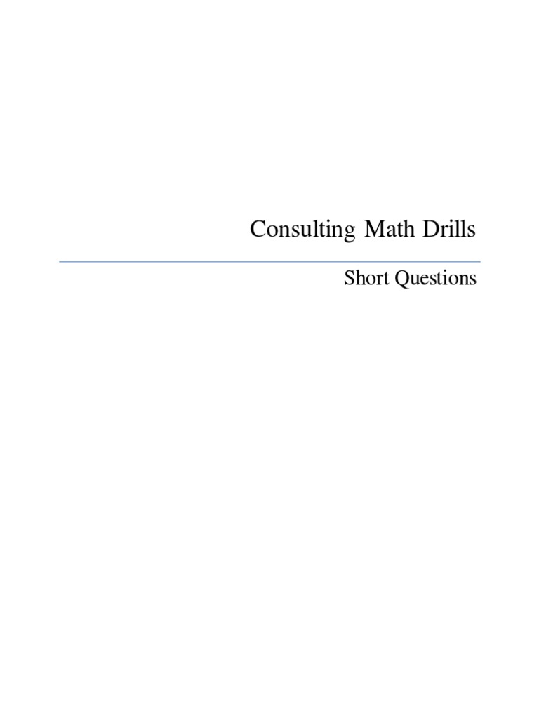 Consulting Math Drills Short Questions | PDF | Prices | Revenue