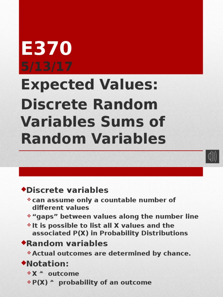 Calculating Expected Values Variances And Standard Deviations Of Discrete Random Variables Pdf