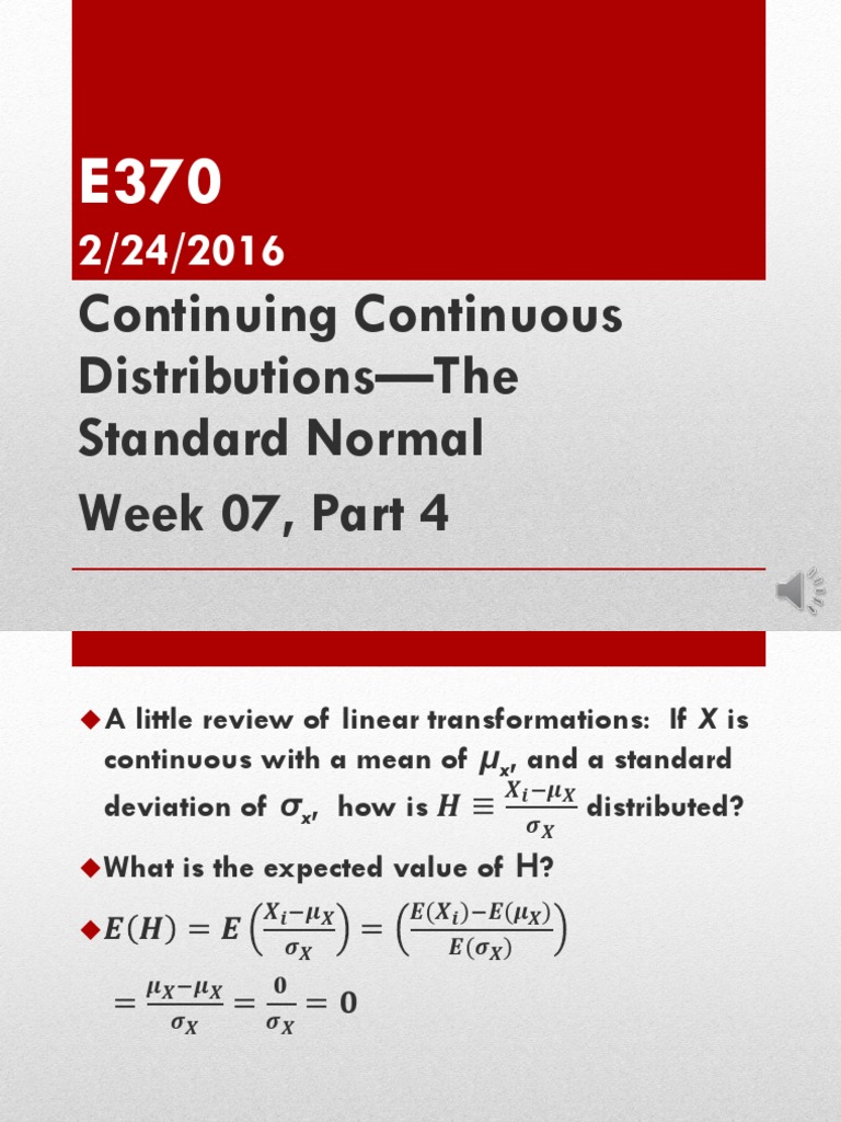 Week 07 Standard Normal | PDF | Normal Distribution | Correlation And ...