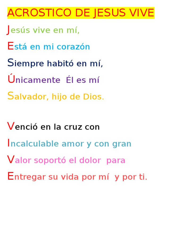 Acrostico de Jesus Vive | PDF