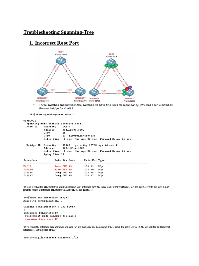 Incorrect Root Port: Troubleshooting Spanning-Tree | PDF | Computer Standards ...