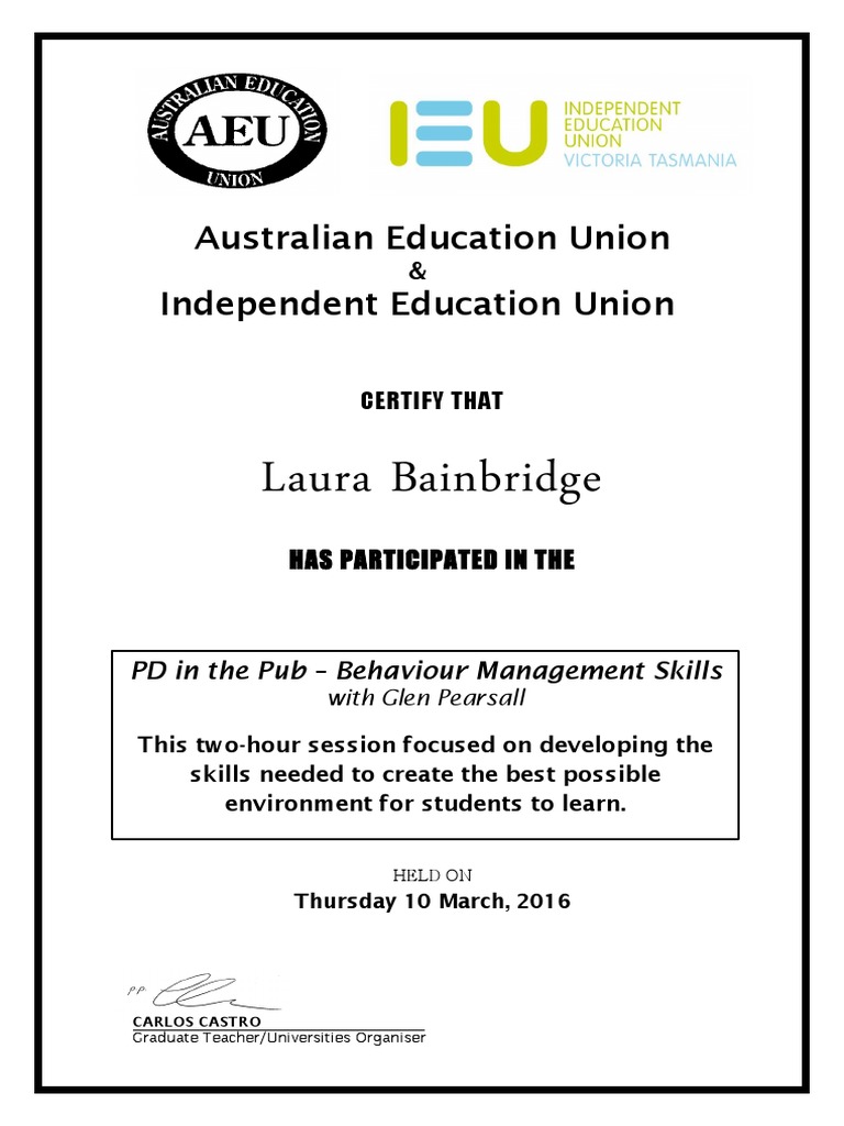 Laura Bainbridge: Australian Education Union Independent Education ...