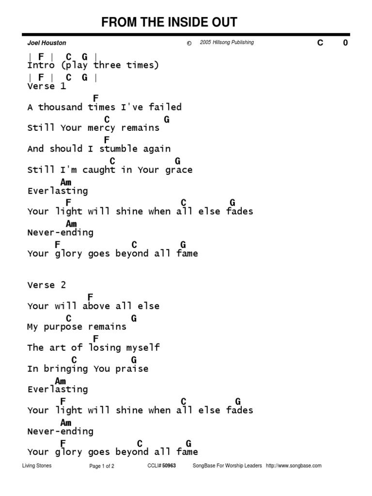 From The Inside Out (Key of C) | PDF