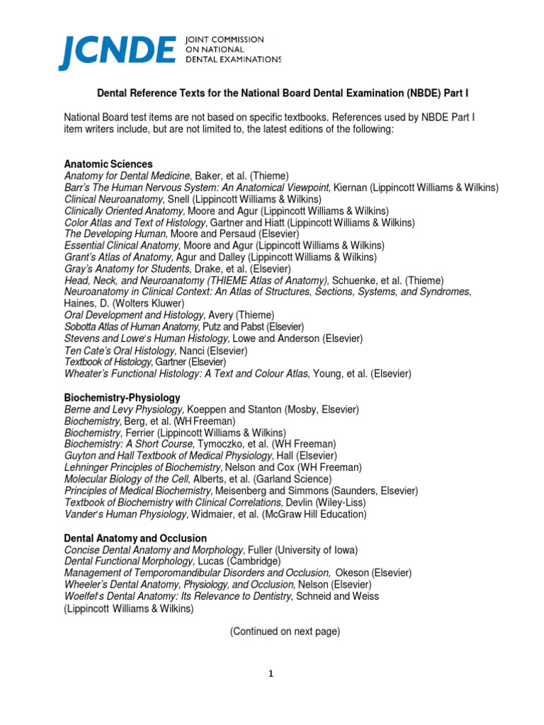 Nbde Part One Reference Texts PDF | PDF