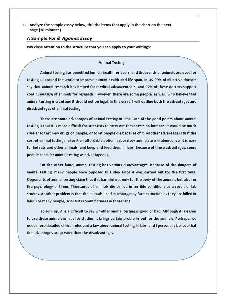 For&Against Essay | PDF | Animal Testing | Essays