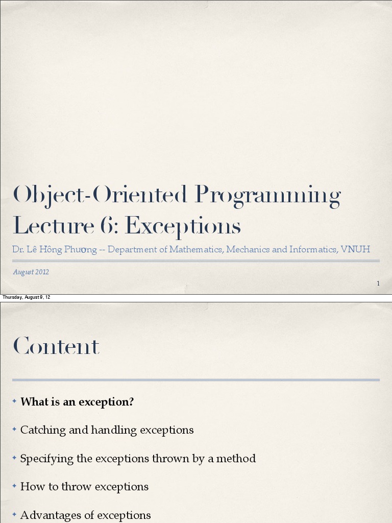 06 OOP Exceptions | PDF | Information Technology Management | Systems ... 06 OOP Exceptions | PDF | Information Technology Management | Systems ...
