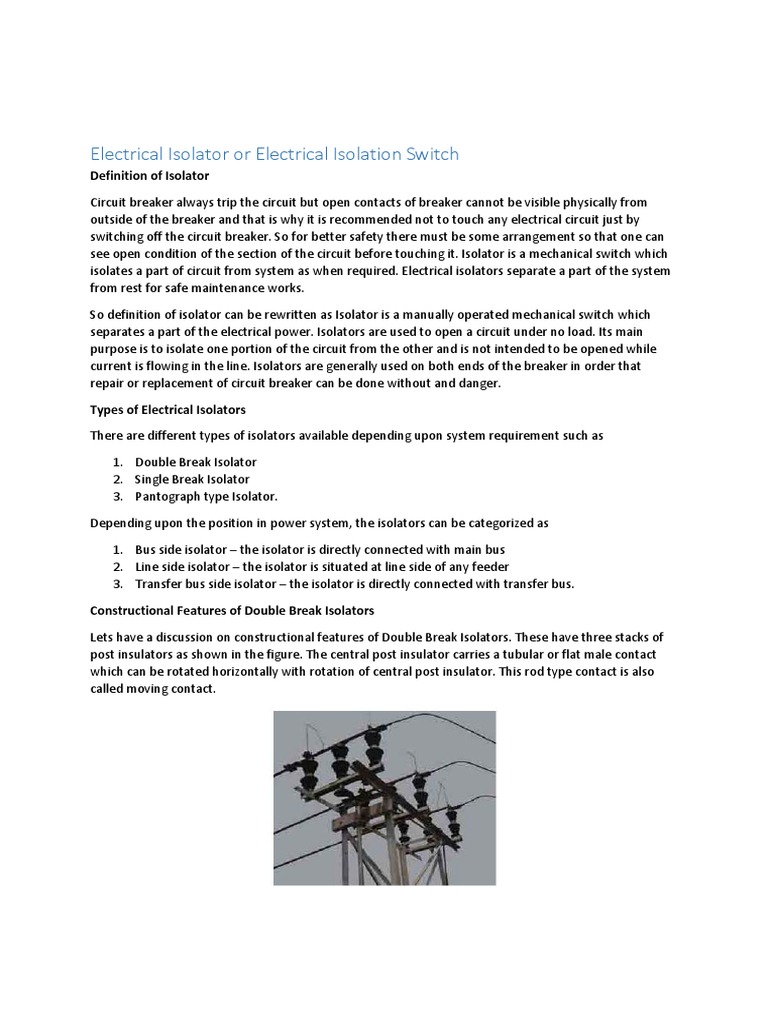 Electrical Isolator or Electrical Isolation Switch | PDF | Switch ...