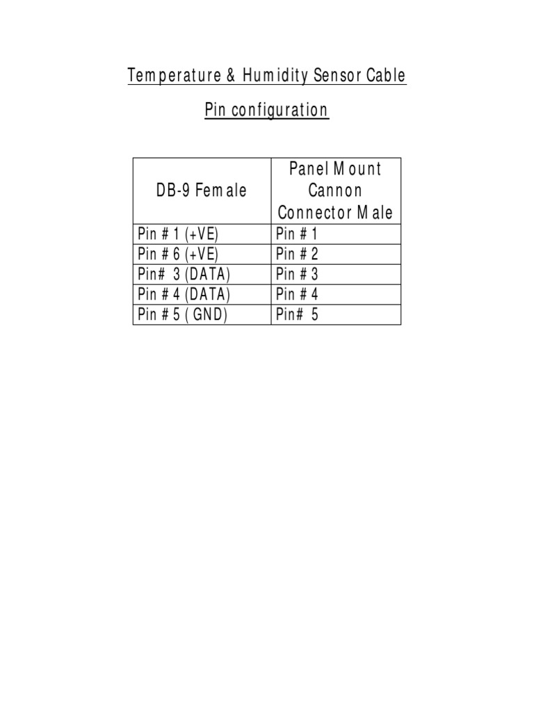 Sensor Cable Pin Configuration Guide | PDF