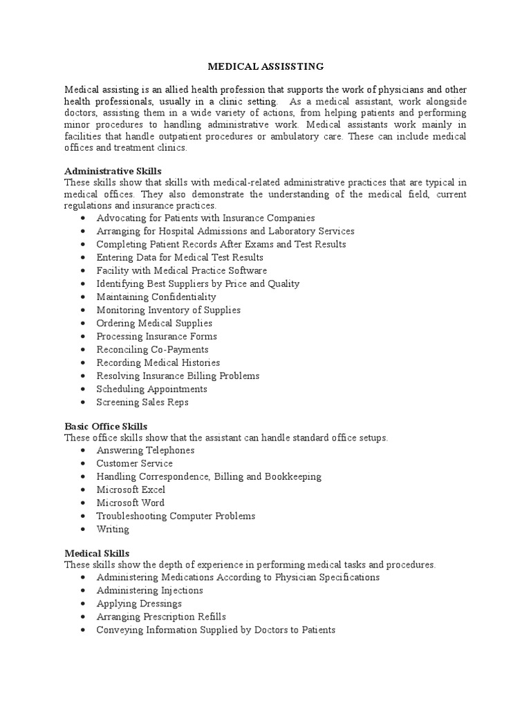 Medical Assisting Is An Allied Health Profession That Supports The Work ...