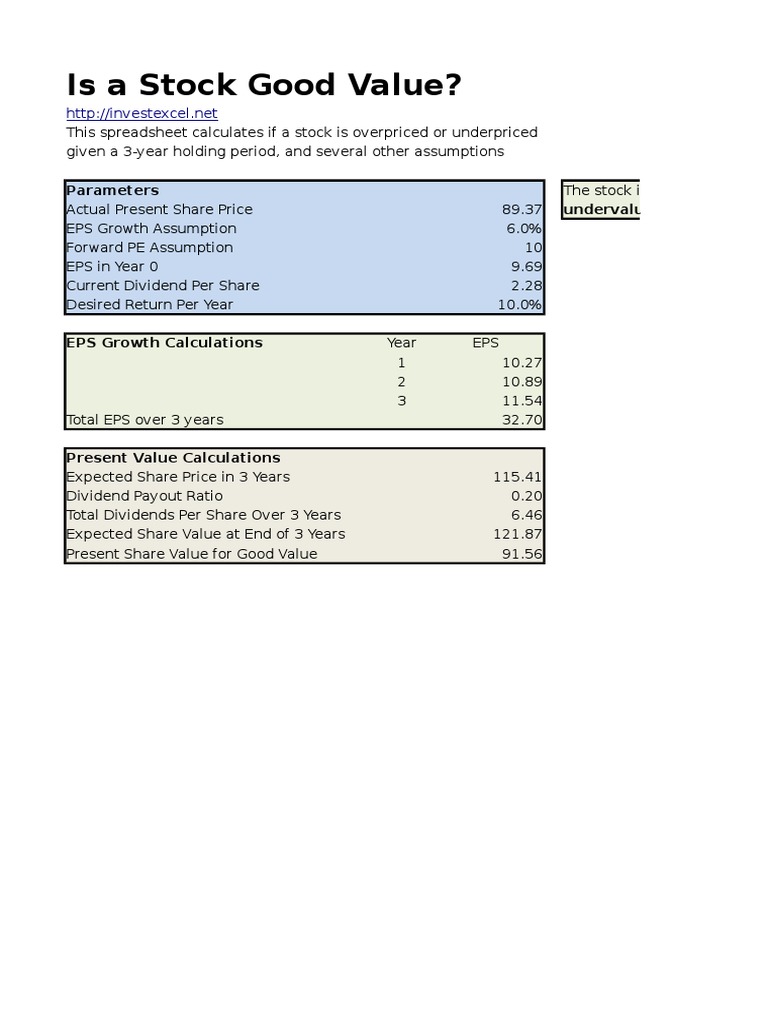 Stock Present Fair Value Calculator | PDF | Dividend | Financial Economics