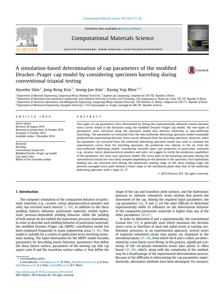 A Simulation-Based Determination of Cap Parameters of The Modified DP ...