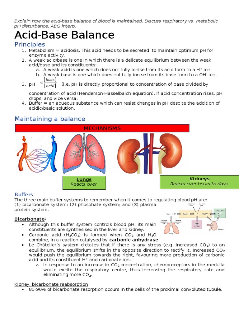 Acid Base Balance | Download Free PDF | Buffer Solution | Physiology