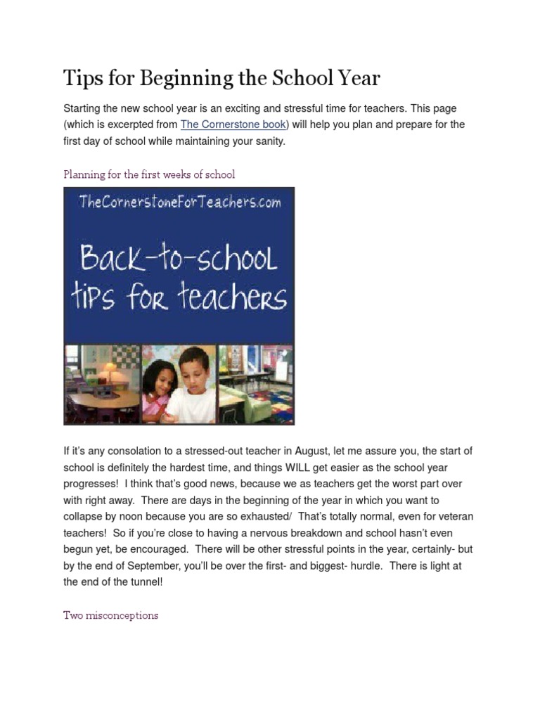 Essential Tips for Starting School Year | PDF | Classroom Management ...