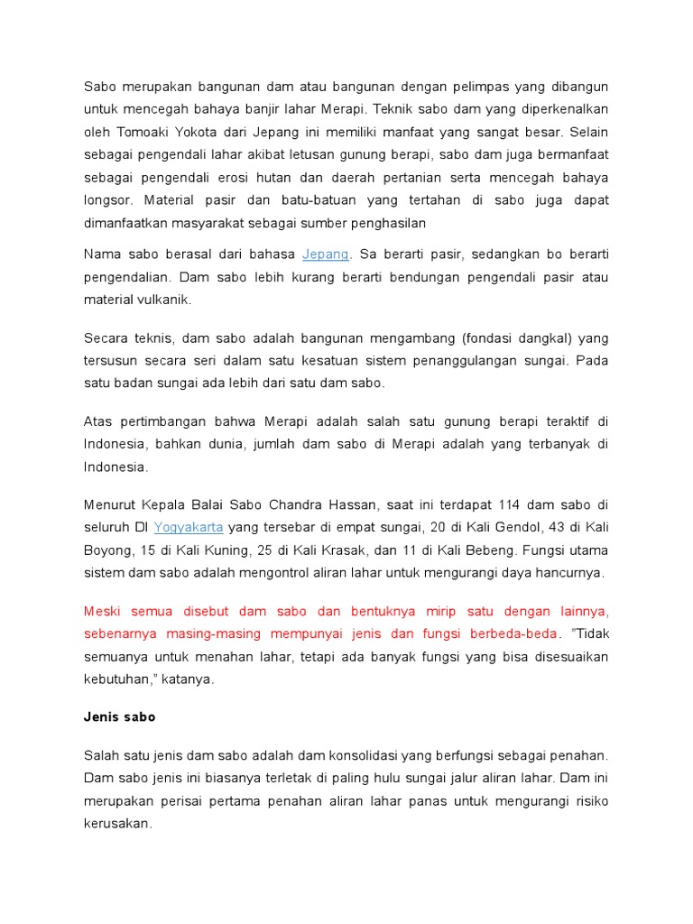 Fungsi dan Jenis Sabo Dam Merapi | PDF