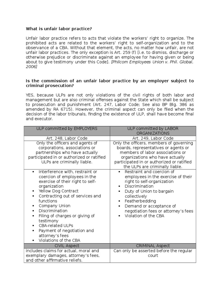 Unfair Labor Practice | PDF | Unfair Labor Practice | Crime & Violence