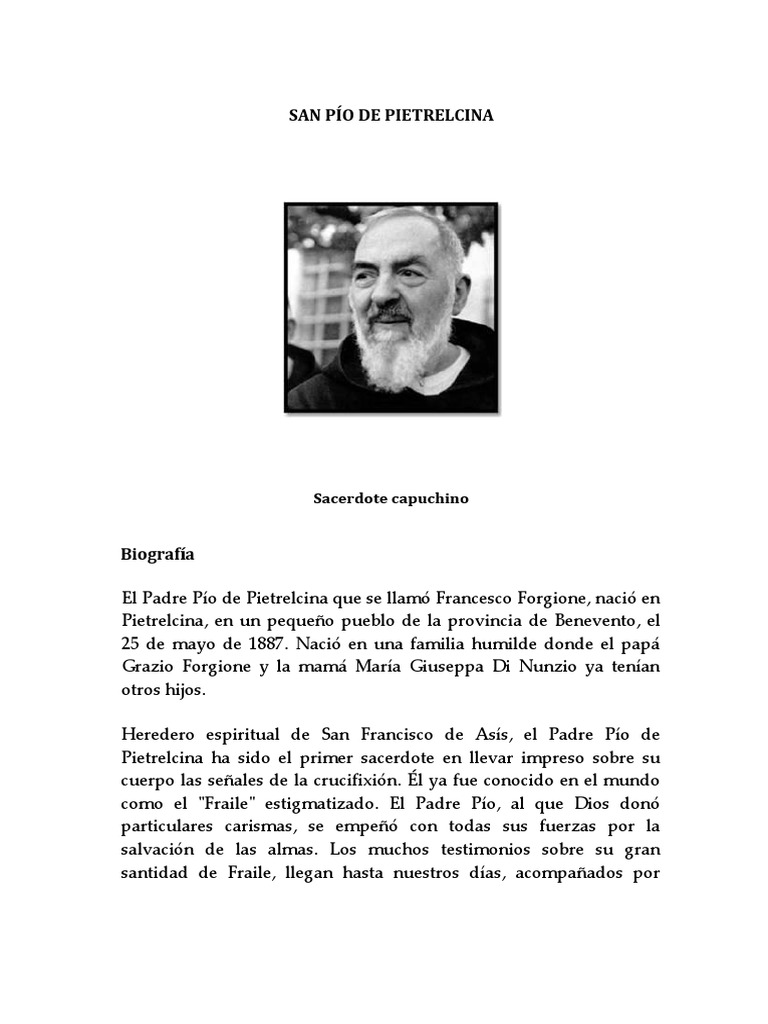 Santo Padre Pio de Pietrelcina | PDF | Oración | Religión y creencia