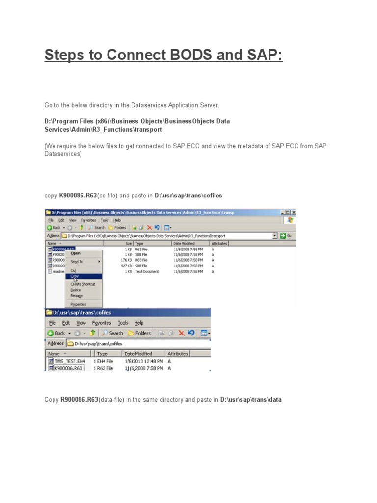 Steps To Connect BODS and SAP | PDF | Software | System Software