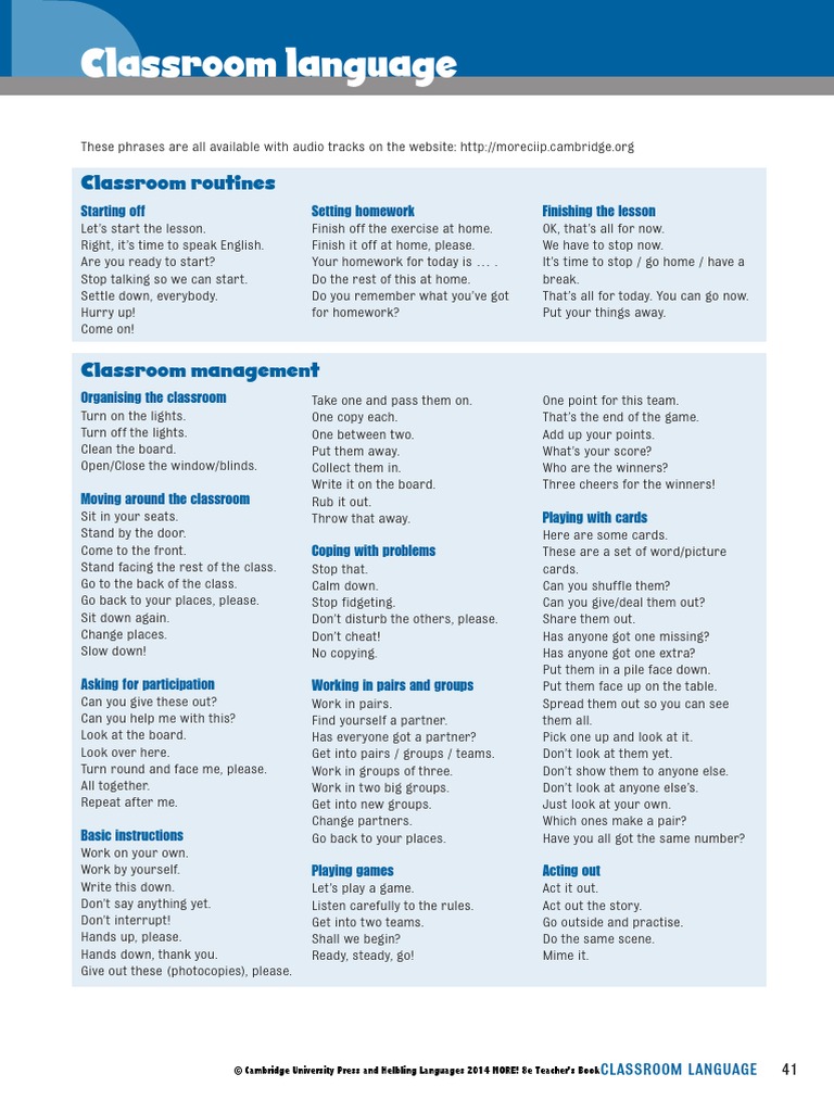 Classroom Language | PDF
