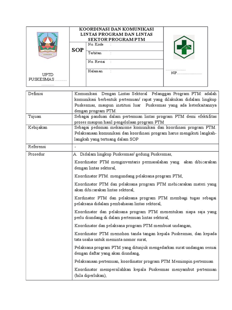 Sop Koordinasi Dan Komunikasi PTM | PDF