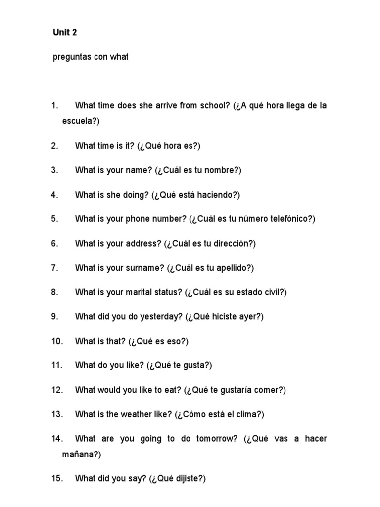 Preguntas Con What, Do y Does | PDF