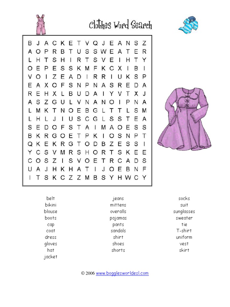 Clothing Wordsearchhard | PDF