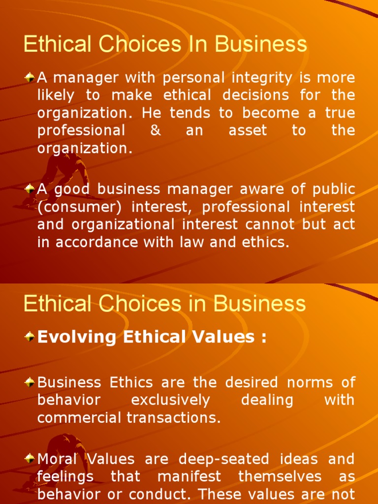Ethical Choices in Business (Modified) | PDF | Value (Ethics ...