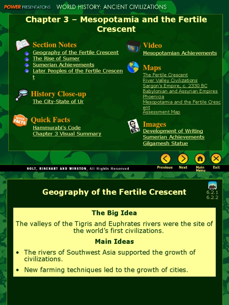 Chapter 3 - Mesopotamia and The Fertile Crescent: Section Notes Video ...