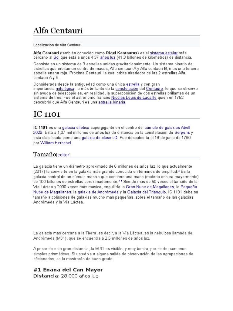 Alfa Centauri | PDF | Estrellas | Vía láctea