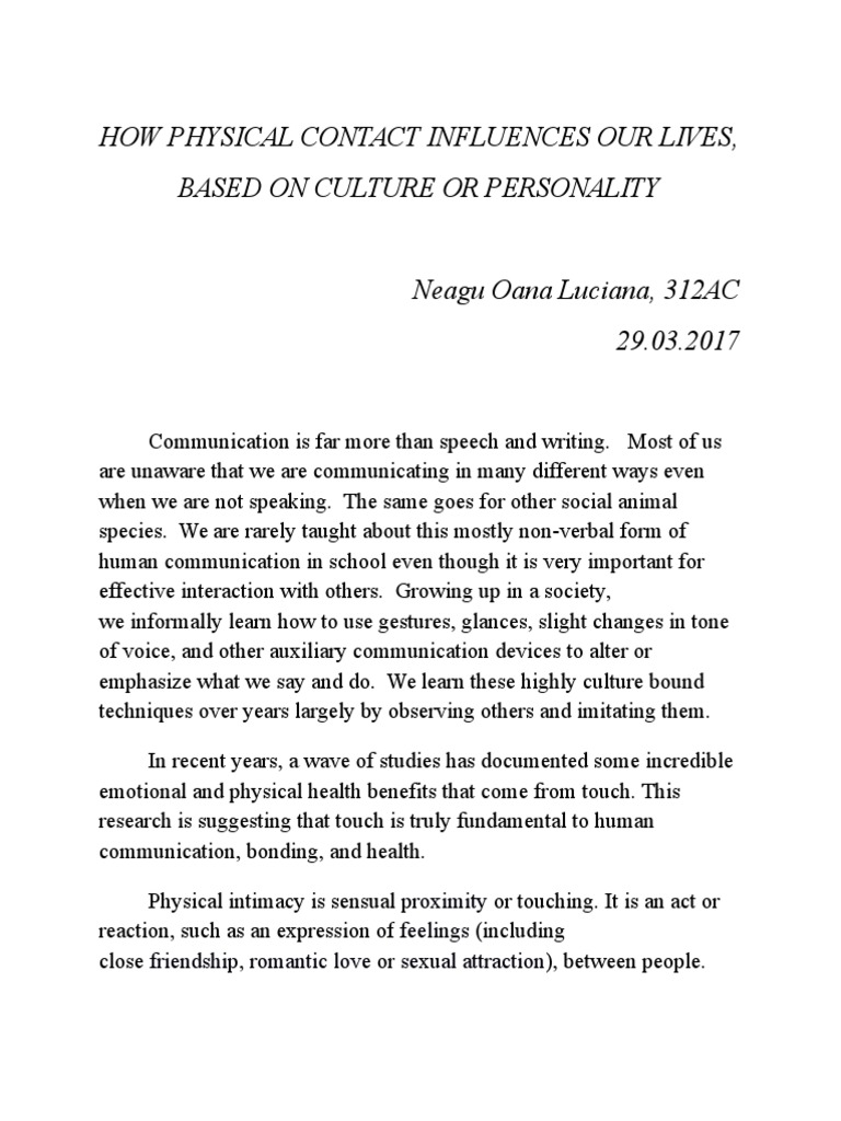 Impact of Physical Contact on Culture | PDF | Action (Philosophy ...
