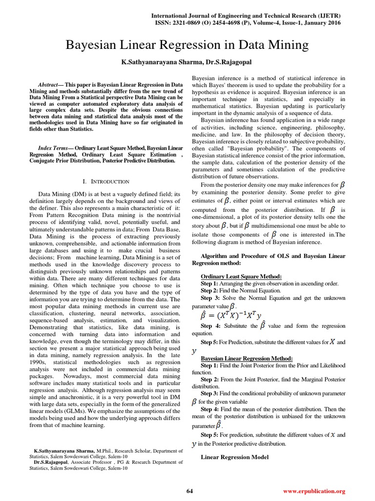 IJETR041147 | PDF | Bayesian Inference | Regression Analysis