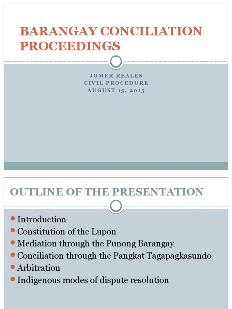 Barangay Conciliation Proceedingsv2 | PDF | Mediation | Complaint