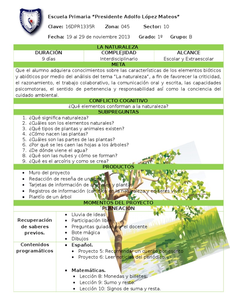 Proyecto Naturaleza | PDF | Lectura (proceso) | Maestros