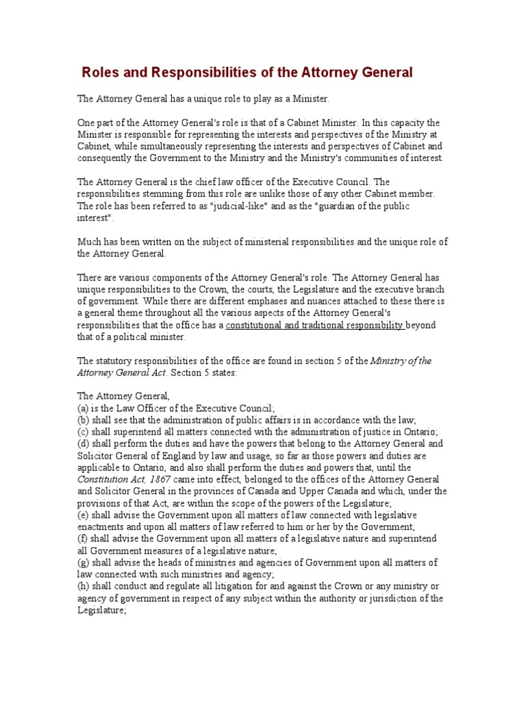 Roles And Responsibilities Of The Attorney General Pdf
