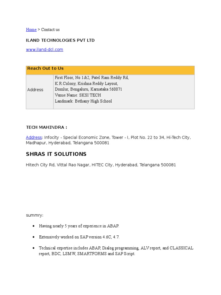 Shras It Solutions: Iland Technologies PVT LTD | PDF