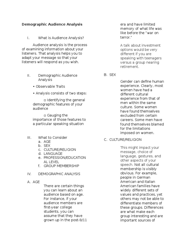 Demographic Audience Analysis Guide | PDF | Gender | Gender Studies