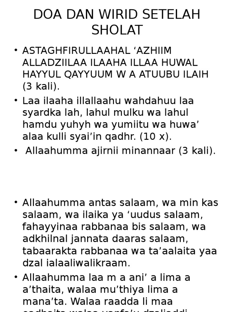 Doa Dan Wirid Setelah Sholat | PDF