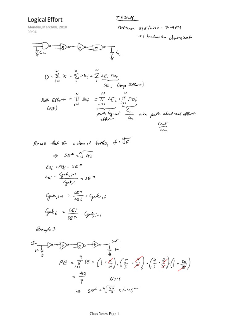 Logical Effort: Monday, March 08, 2010 09:04 | PDF