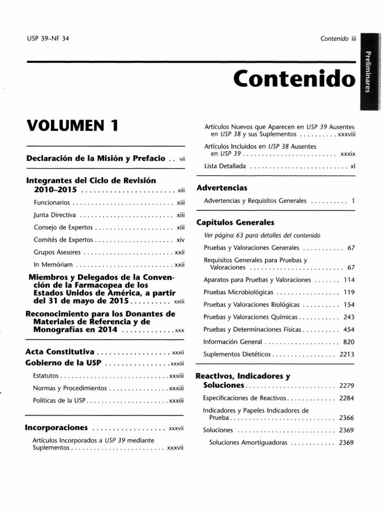 Usp 39 - Volume I | PDF | Unión internacional de Química Pura Aplicada ...