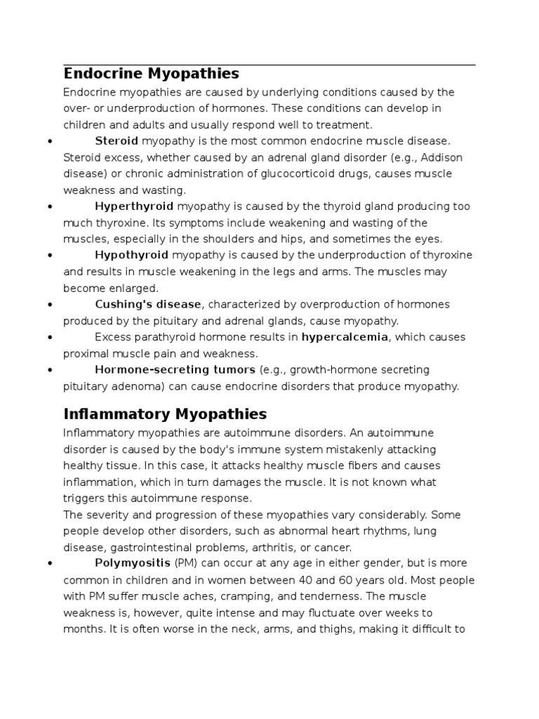 Endocrine Myopathies | PDF | Muscular Dystrophy | Inflammation