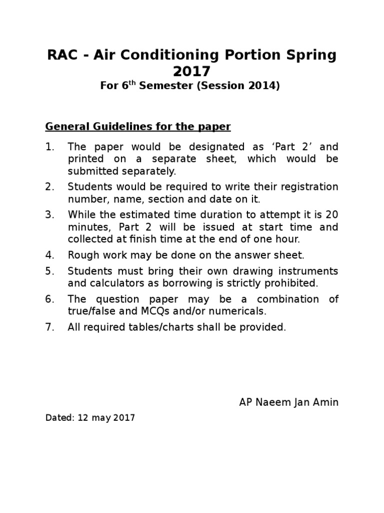 RAC Exam Instructions | PDF