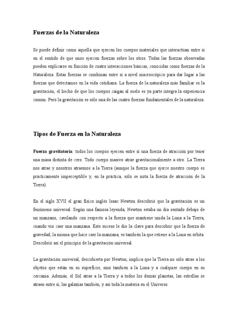 Fuerzas de La Naturaleza | PDF | Interacción fundamental | Fuerza