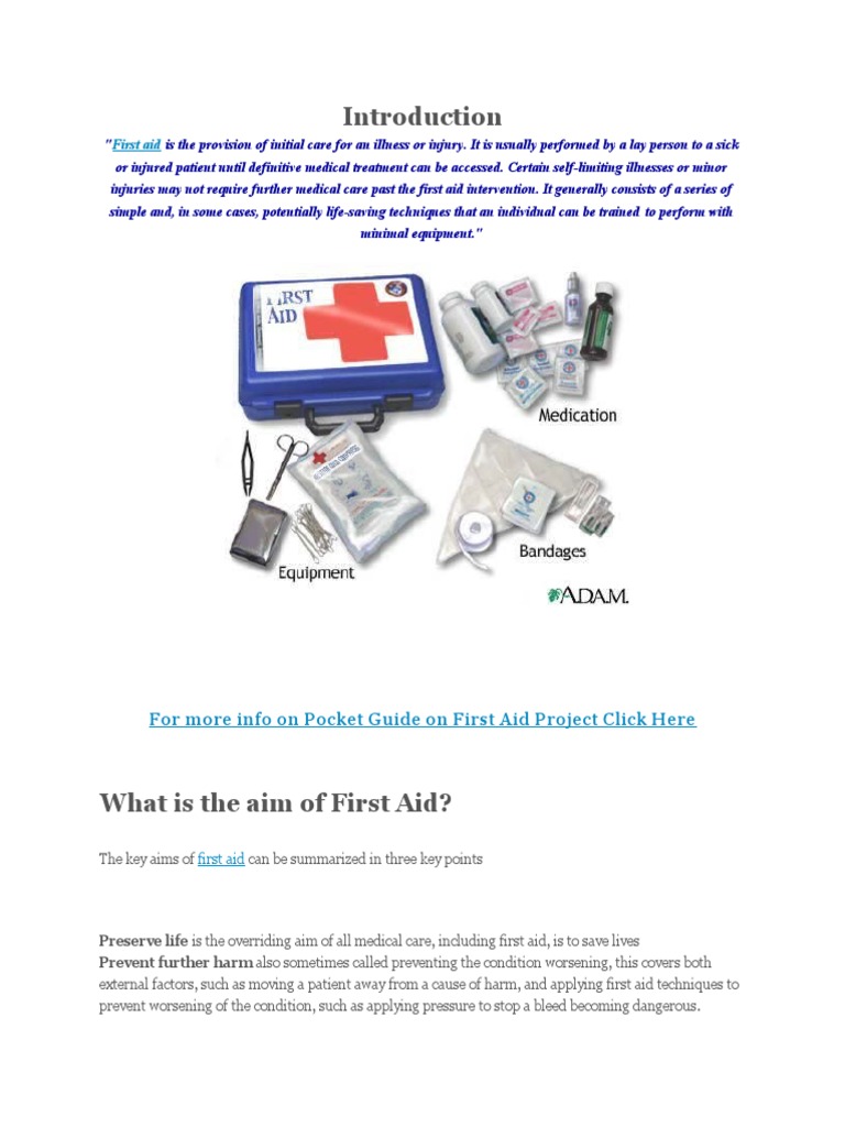 First Aid: For More Info On Pocket Guide On First Aid Project Click ...