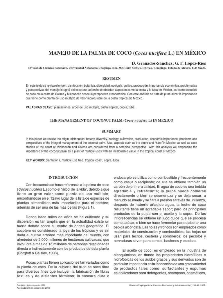 Manejo de Palma de Coco PDF | PDF | Coco | Petróleo