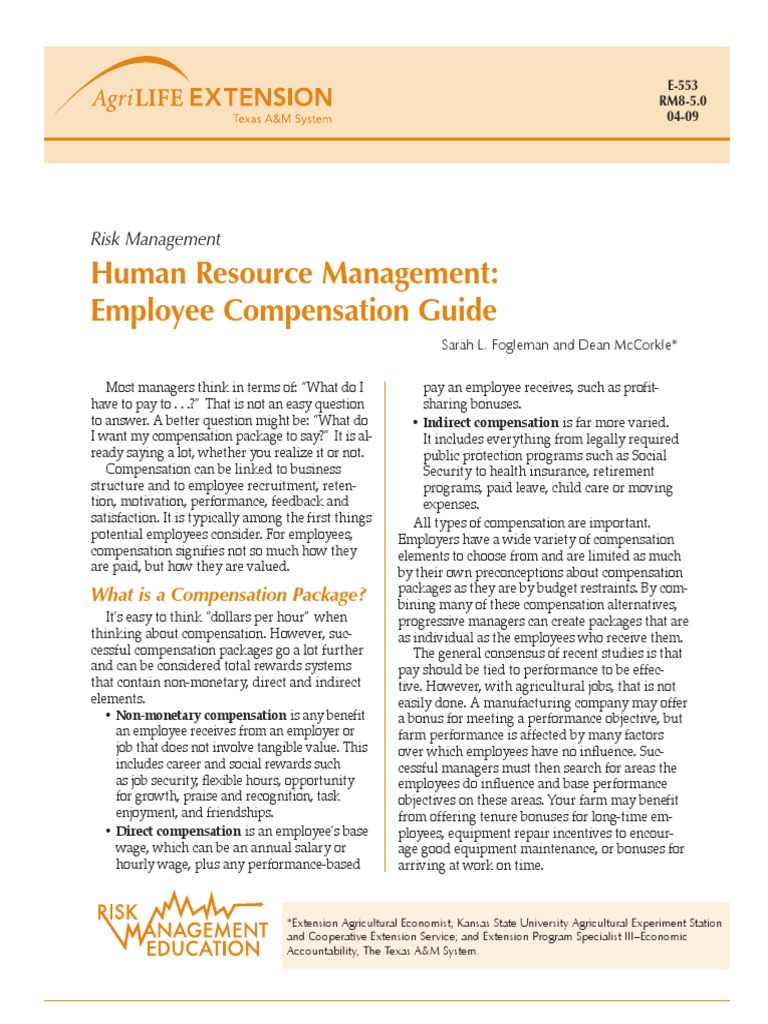 Human Resource Management: Employee Compensation Guide | PDF | Wage ...
