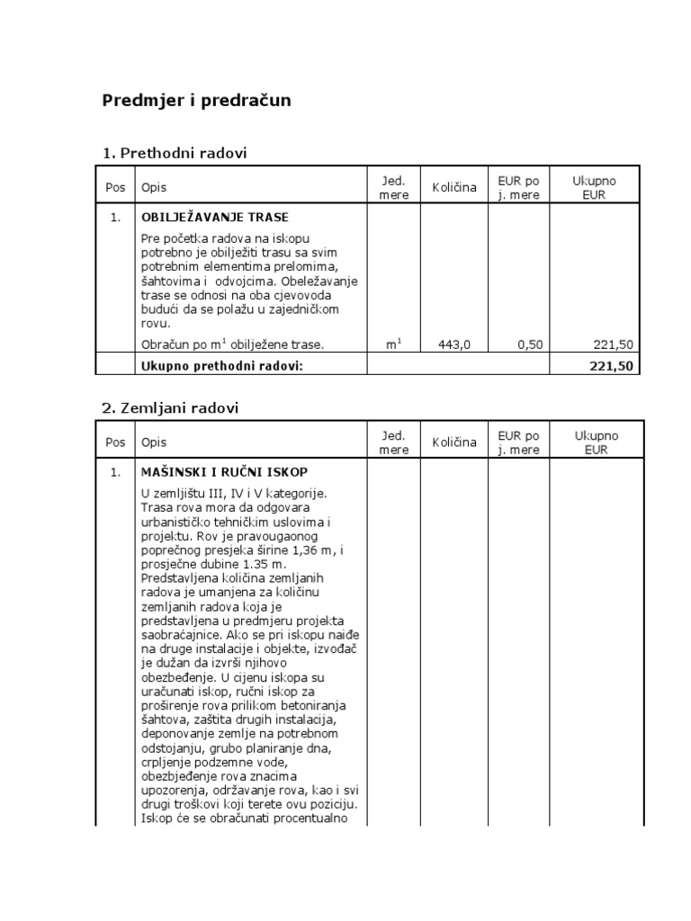 Predmjer I Predračun PDF | PDF