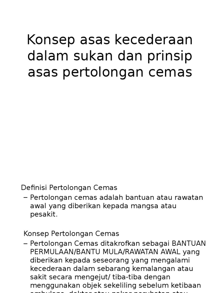 PRINSIP ASAS PERTOLONGAN CEMAS DALAM SUKAN | PDF