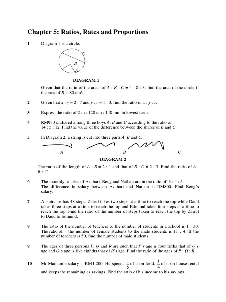 Chapter 5: Ratios, Rates and Proportions | PDF