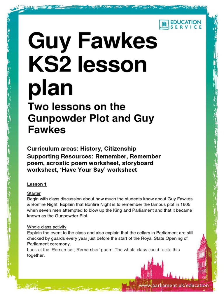 Guy Fawkes and the Gunpowder Plot: A Two-Lesson Plan for KS2 Students ...
